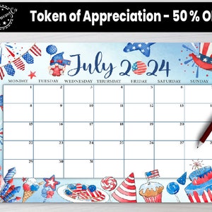 Editable July 2024 Calendar Printable Wall Calendar 2024 Fillable ...