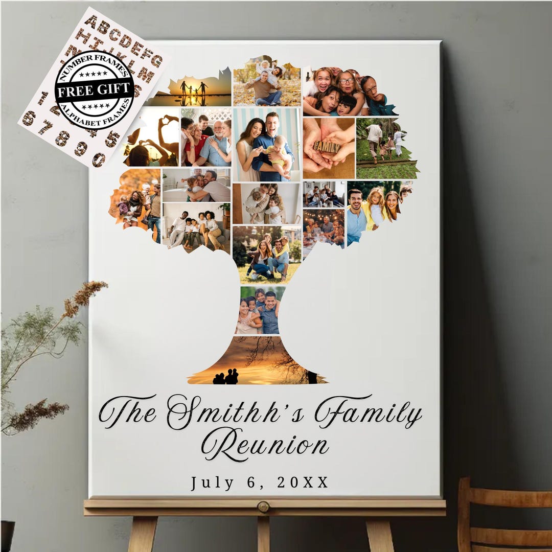 Family Tree Photo Collage Template | Tree Canva Frames | Family Tree ...