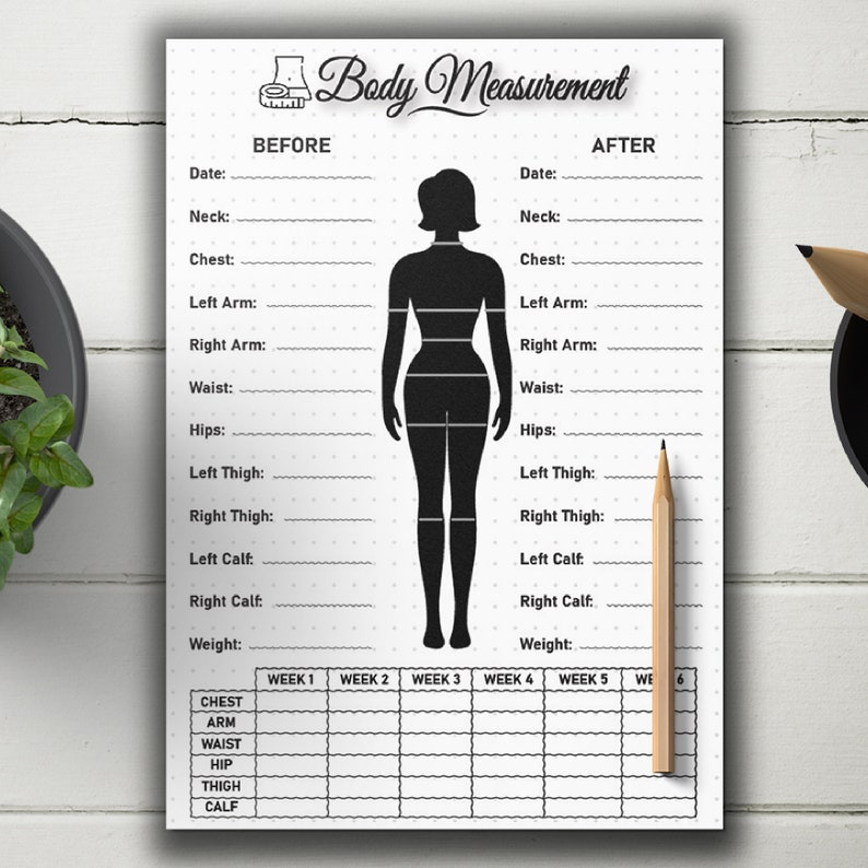 Body Measurements Tracker: A4 Printable Fitness Journal (PDF) - Etsy UK