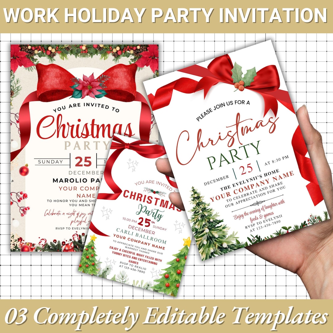 Editable Christmas Party Invitation Template | Office Holiday (digital ...