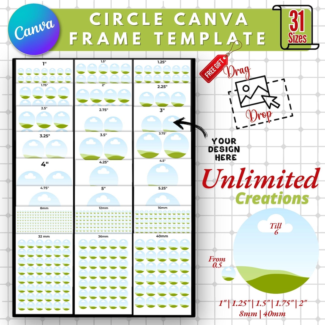 Circle Template |editable + Printable Canva Template |custom Round ...