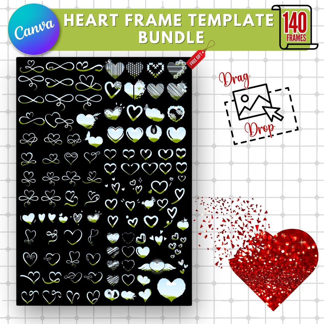 Heart Frames Template |editable + Printable Canva Template |custom ...