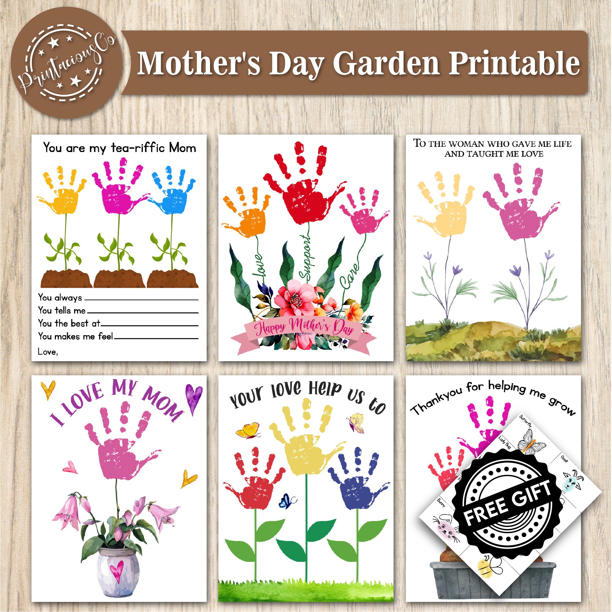 Mothers Day Handprint Garden Printable Handprint Flowers Bouquet Memory ...