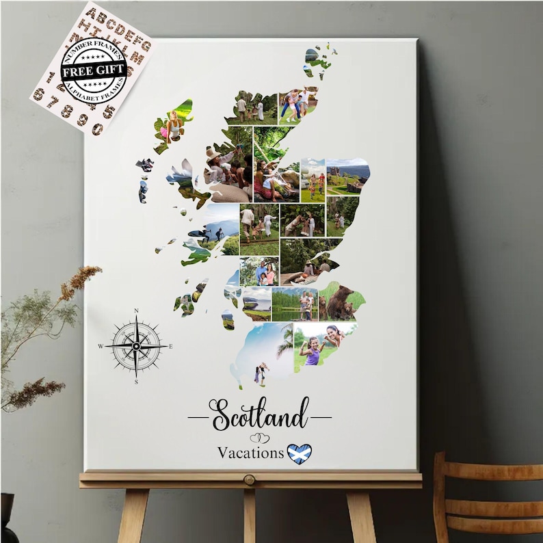 Scotland Map Photo Collage Template: Vacation Keepsake (canva Editable ...