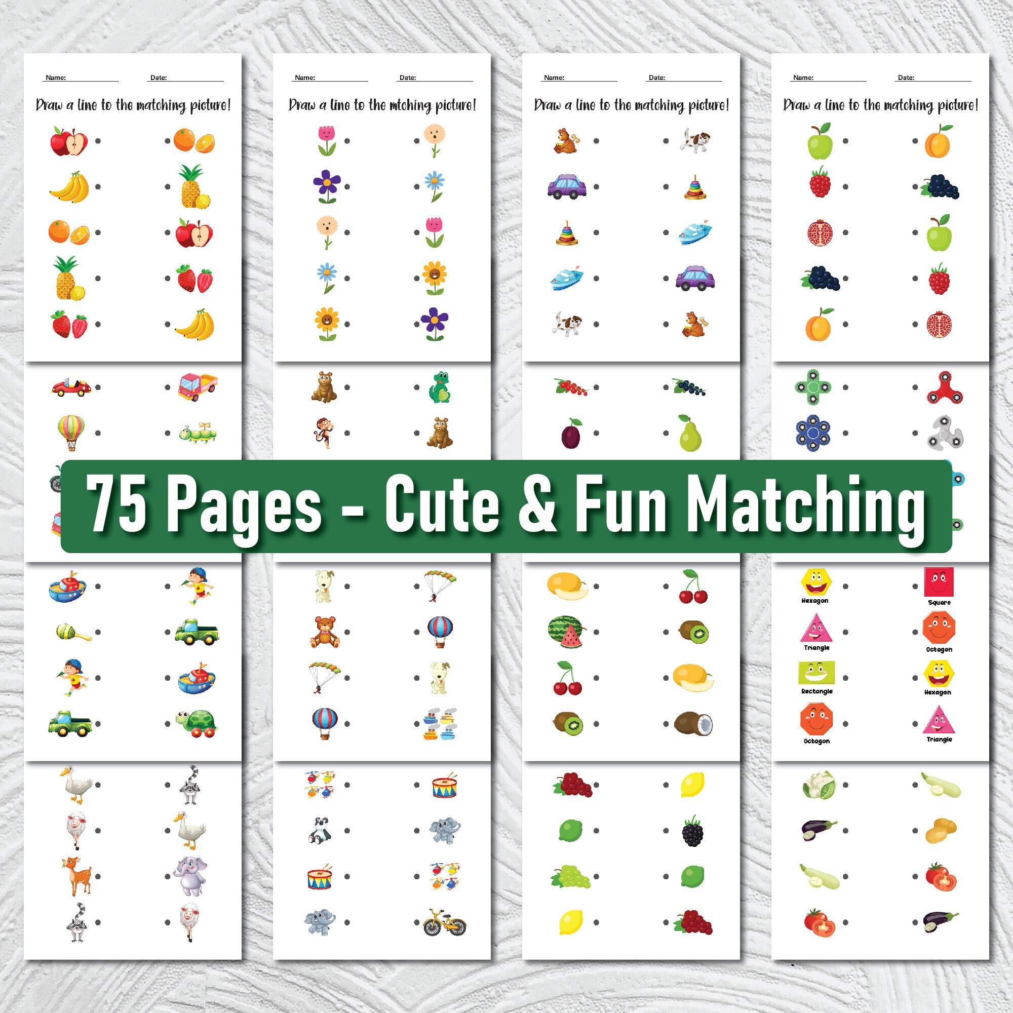 75 Printable Matching Worksheets Match the Picture Montessori ...