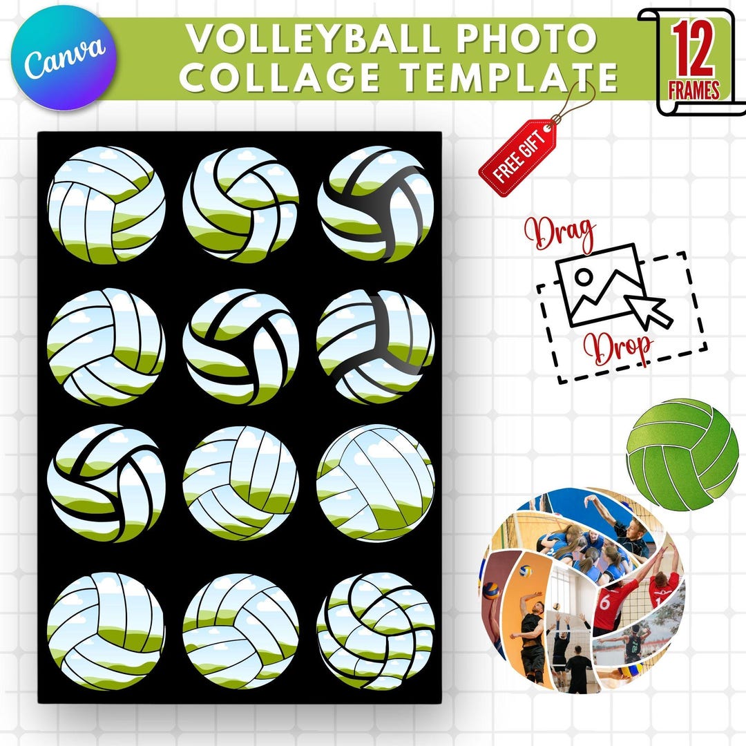 Volleyball Photo Collage Template: Custom Sports Memory Gift (canva ...