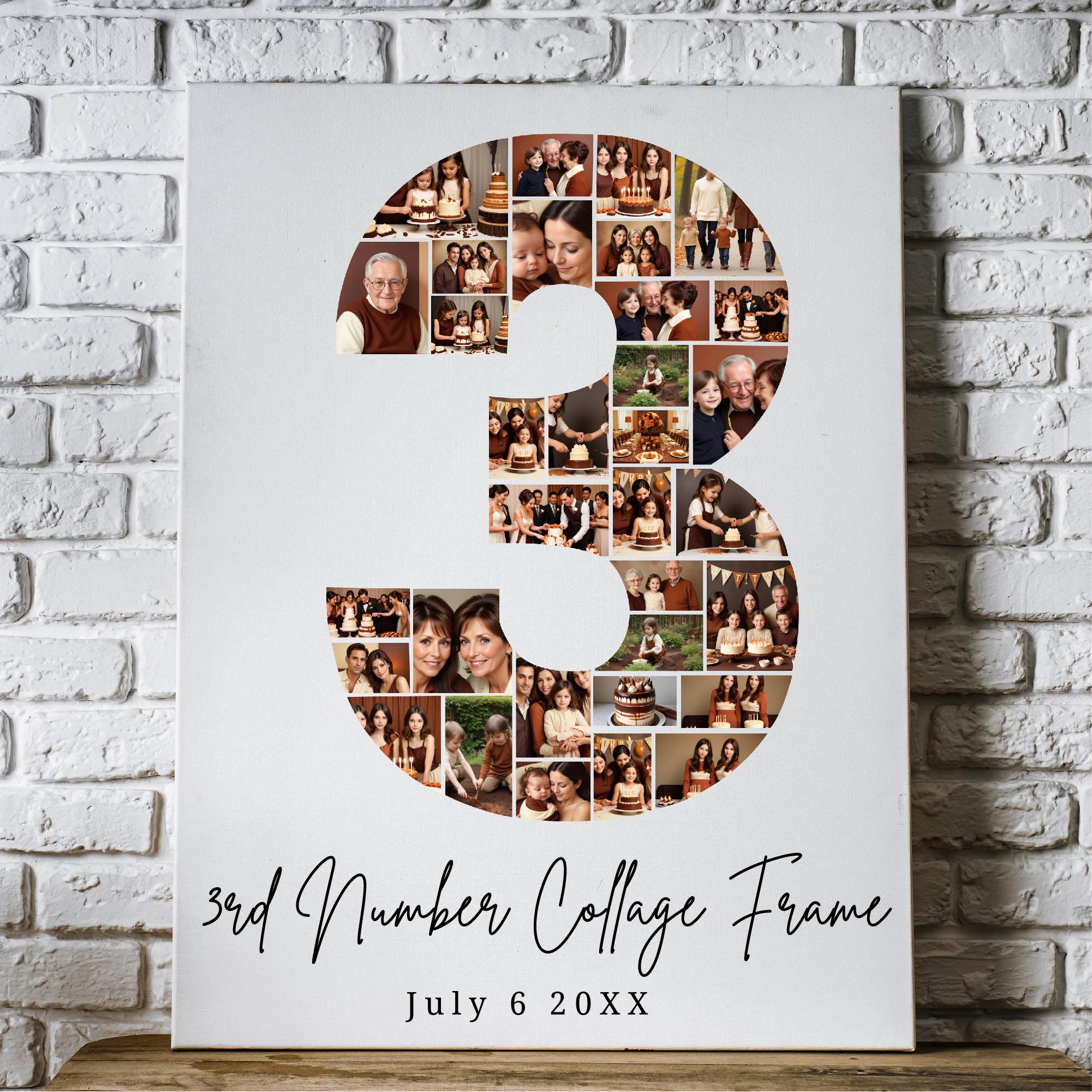 3rd Birthday Photo Collage Template Editable 3rd Birthday Photo ...