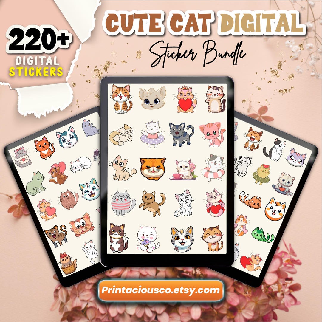 220+ Cute Cat Digital Stickers | Cute Chubby Cat Lover Stickers ...