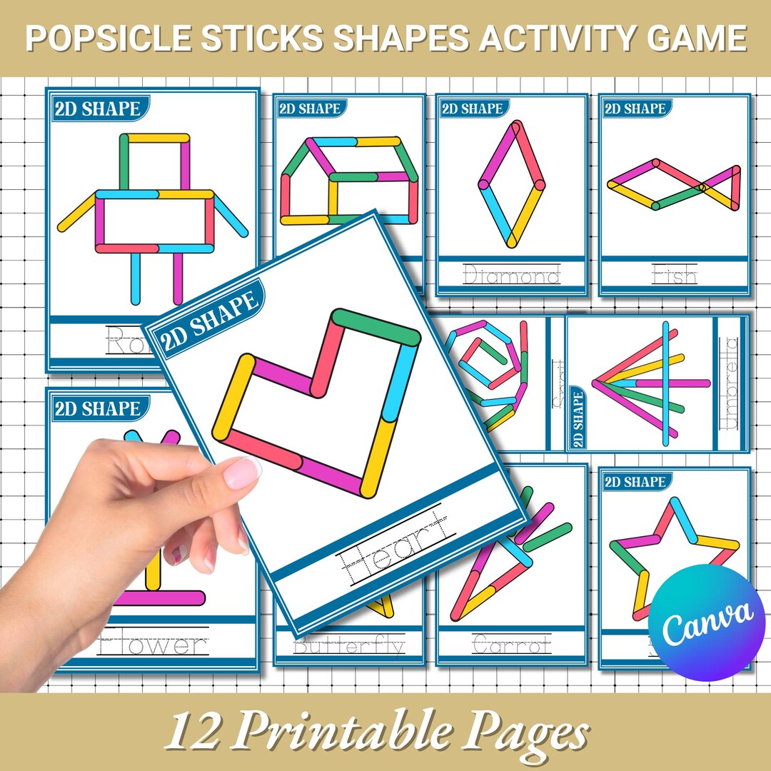 Popsicle Sticks Shapes Activity Game for Toddlers | Montessori ...