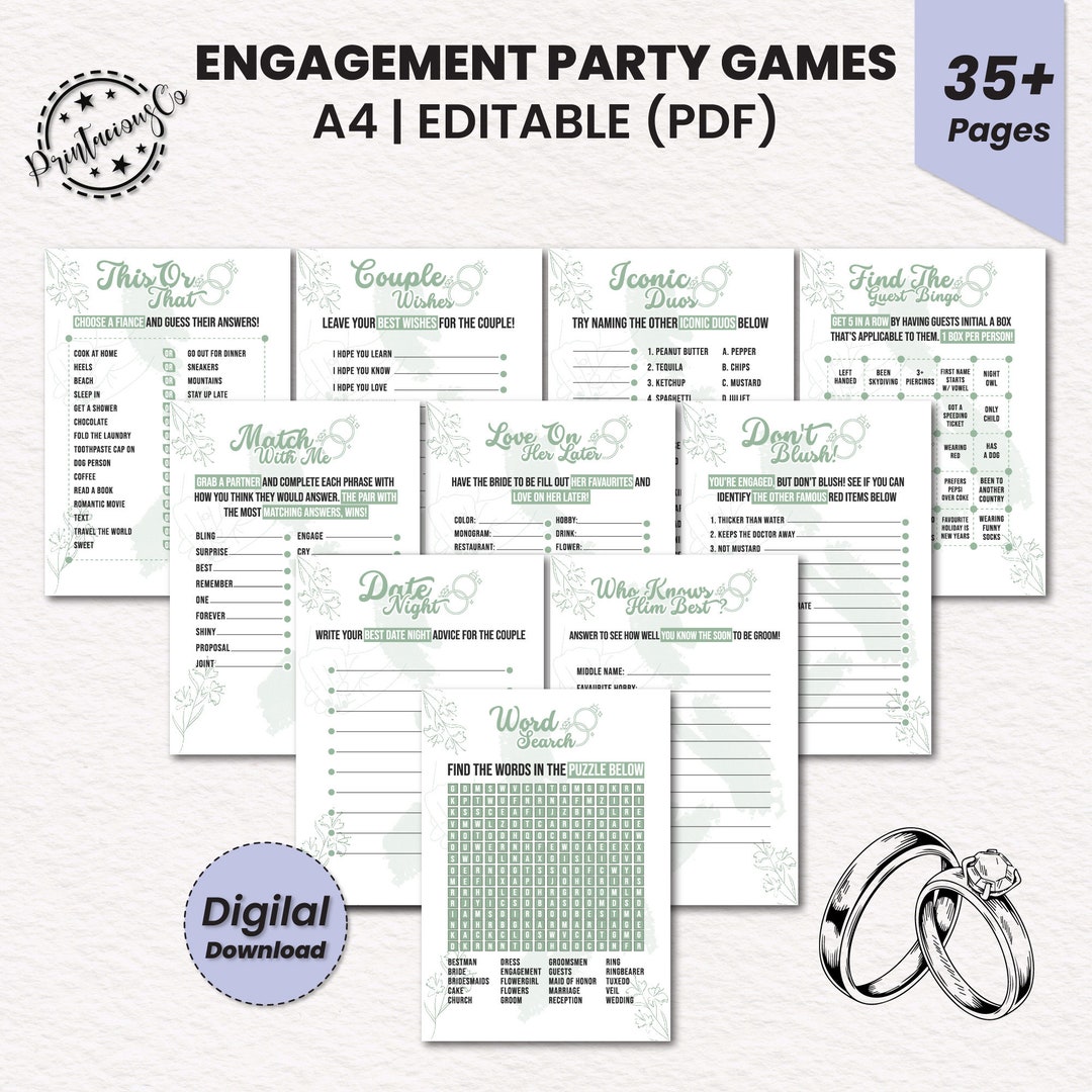 Engagement Party Games Printable | How Well Do You Know | Proposal ...