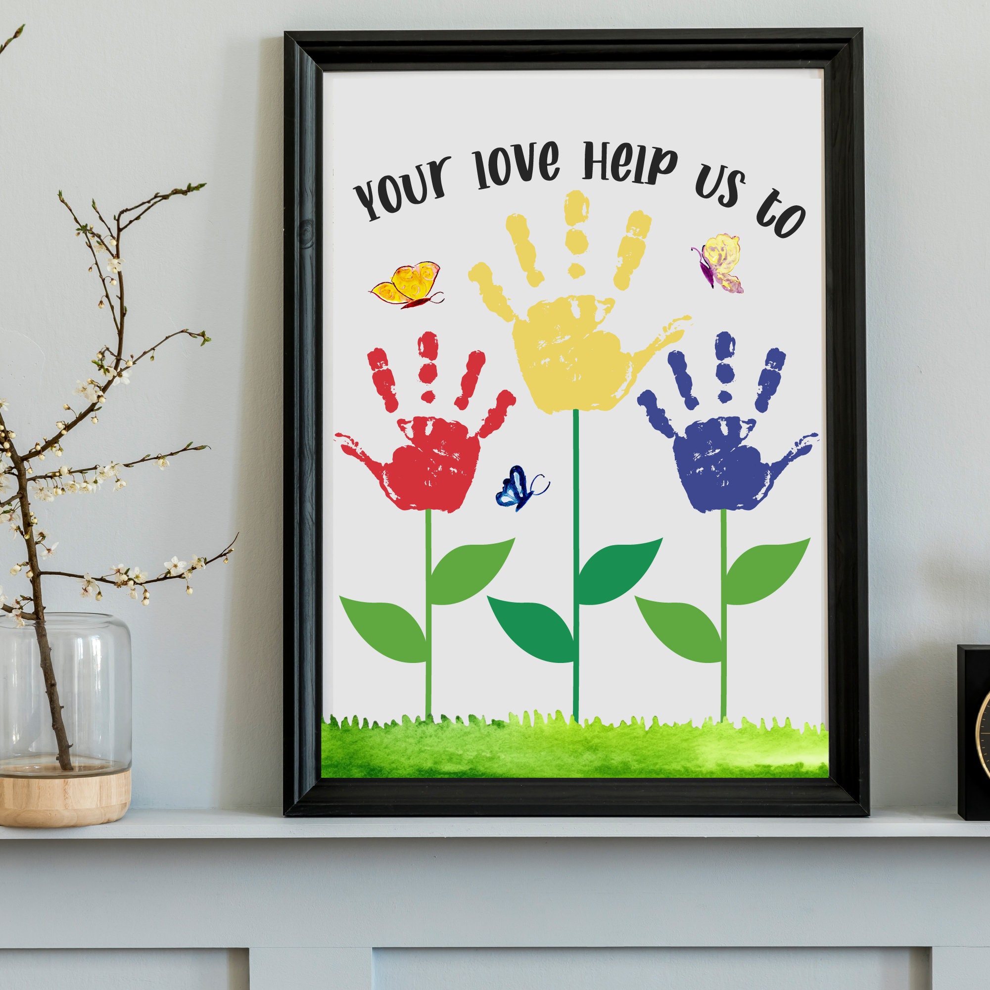 Mothers Day Handprint Garden Printable Handprint Flowers Bouquet Memory ...
