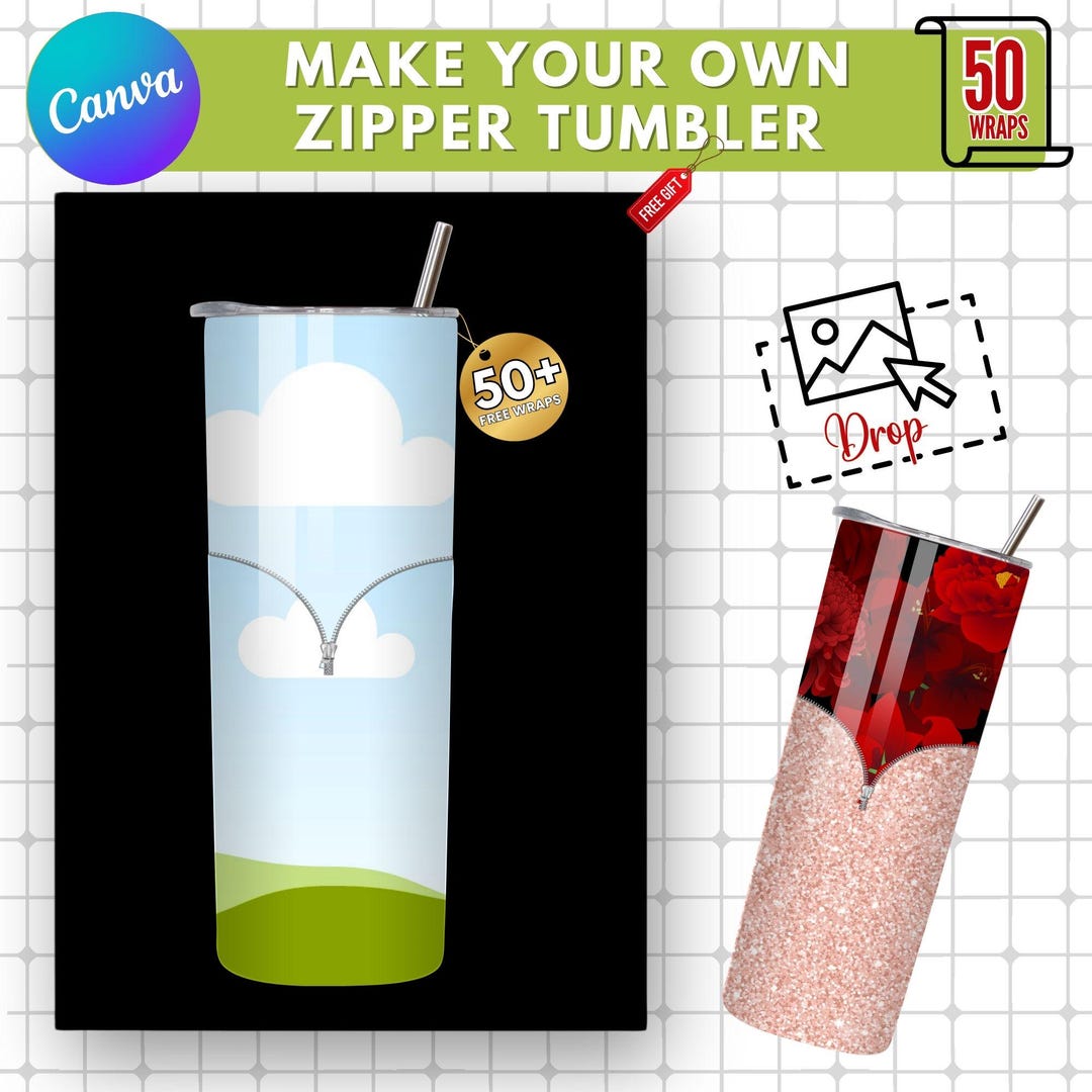 Zipper Tumbler Template |editable + Printable Canva Template |custom ...