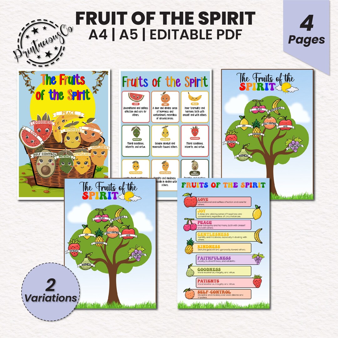 Fruit of the Spirit Bundle | Fruit of the Spirit Prints | Preschool ...
