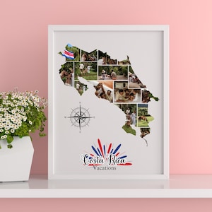 Editable Costa Rica Map Canva Frame Template |custom Country Map Photo ...
