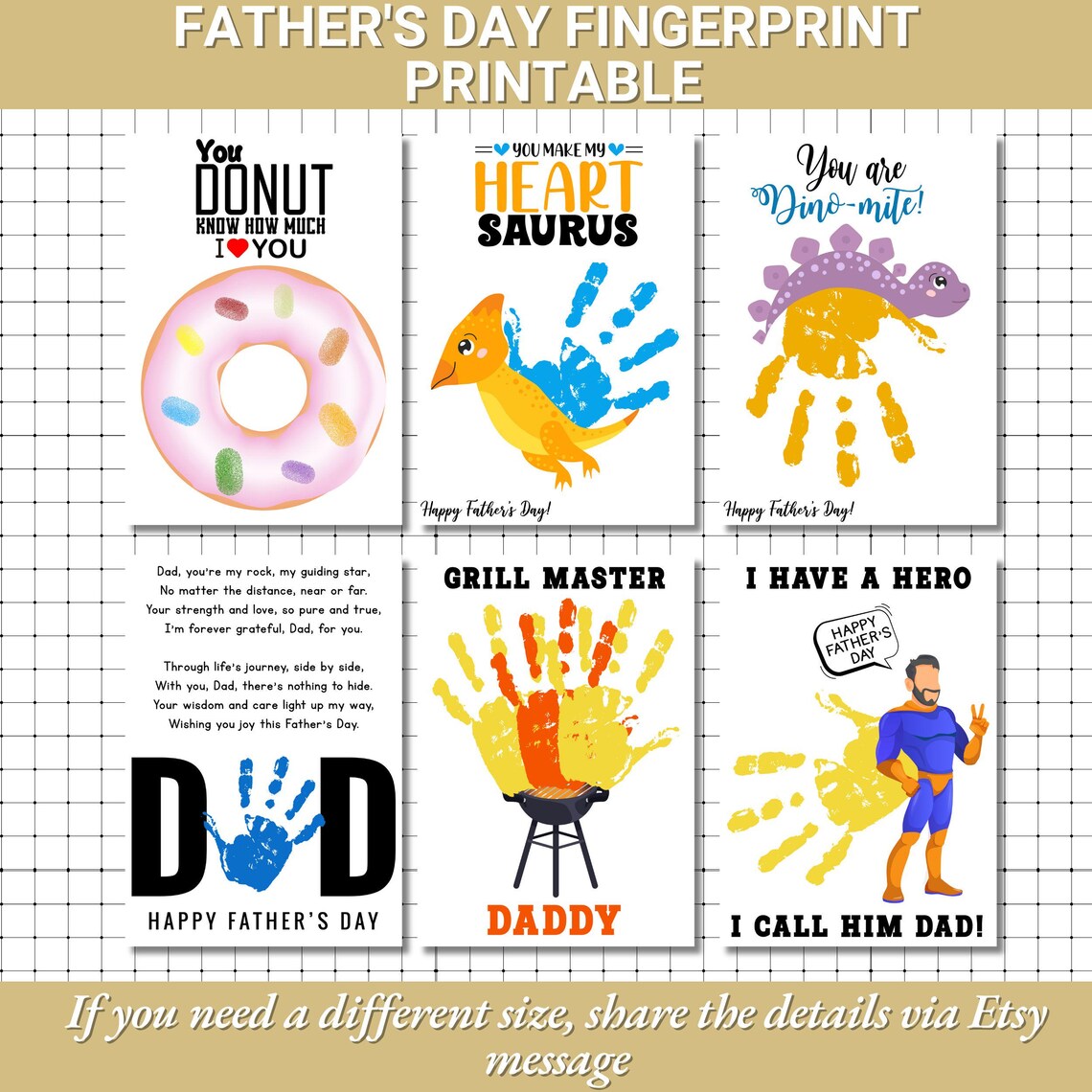 Father's Day Handprint Art: Keepsake Card Printable (PDF) - Etsy