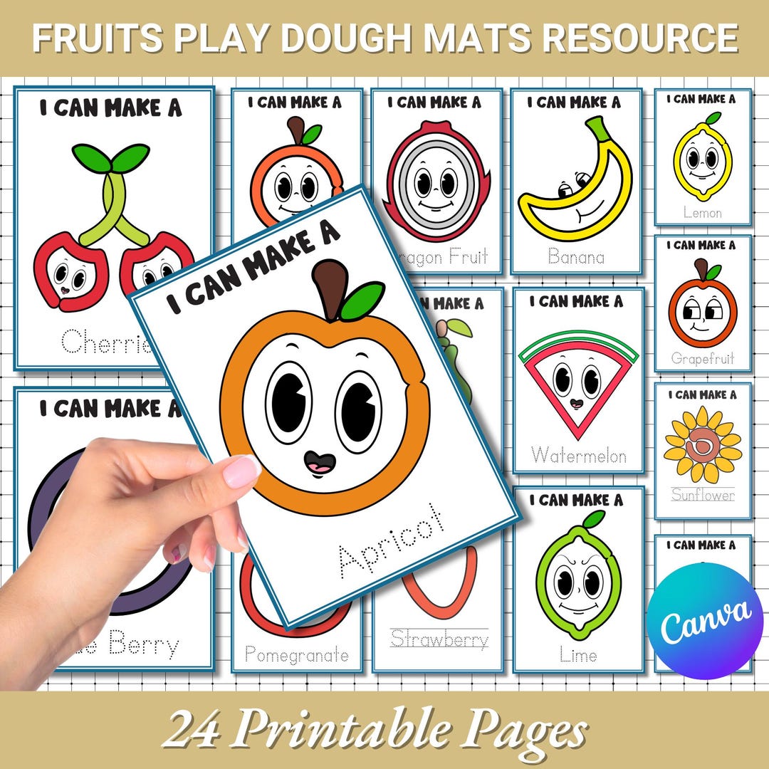 24 Fruits Play Doh Mats Activity |fine Motor Skills Activity|toddler ...
