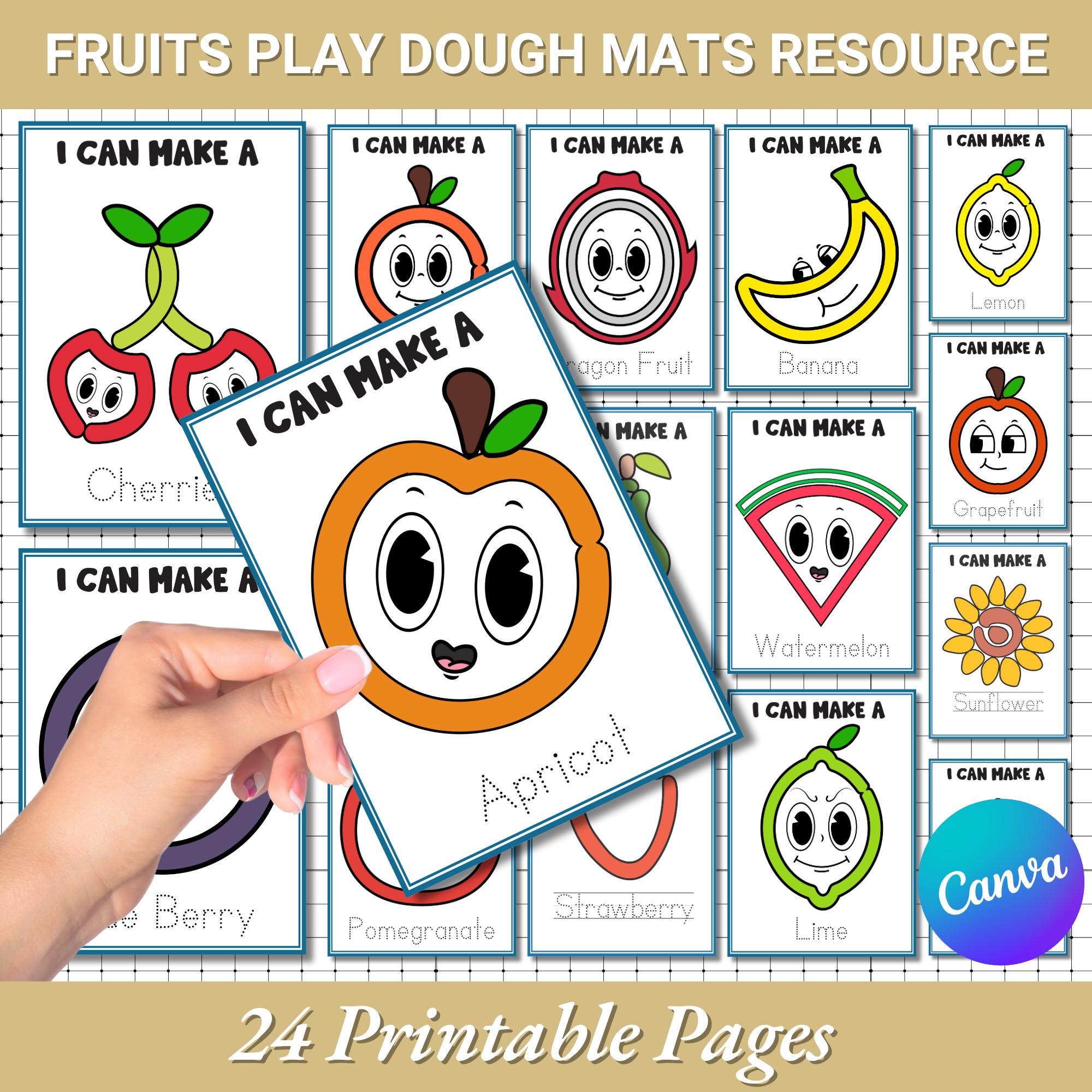 Fruits Play Dough Mats: Fine Motor Skills Activity (printable PDF) - Etsy