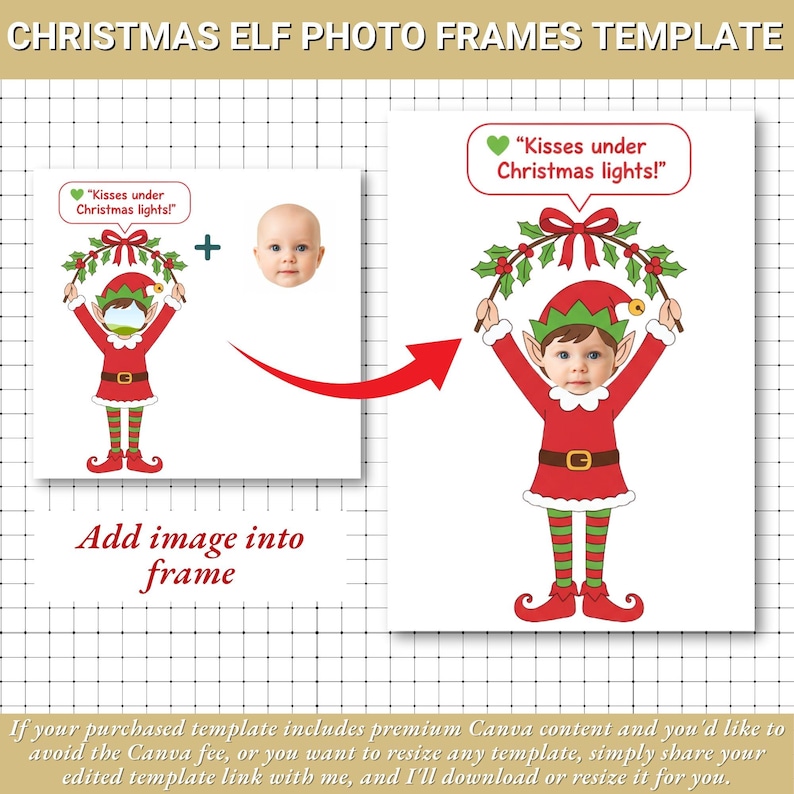 Christmas Elf Photo Frames Template (digital Download) - Etsy UK