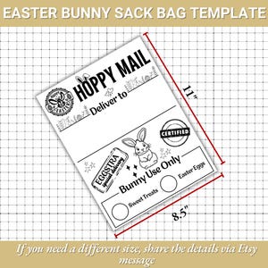 Easter Bunny Sack Bag Template: Editable Canva Design (digital Download ...