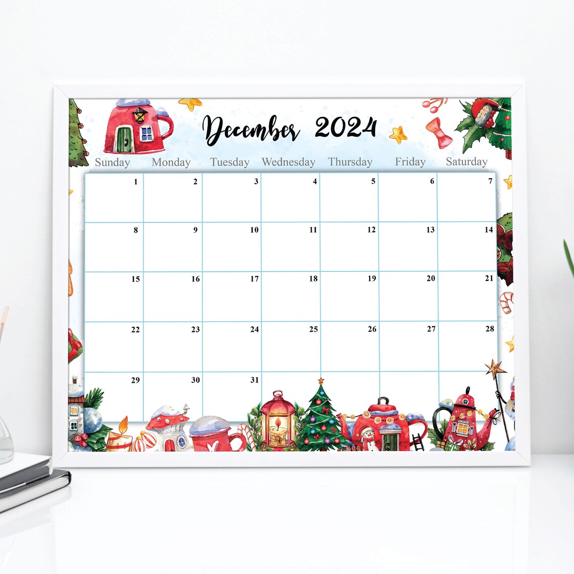 Editable December 2024 Calendar Printable Wall Calendar 2024 Fillable ...