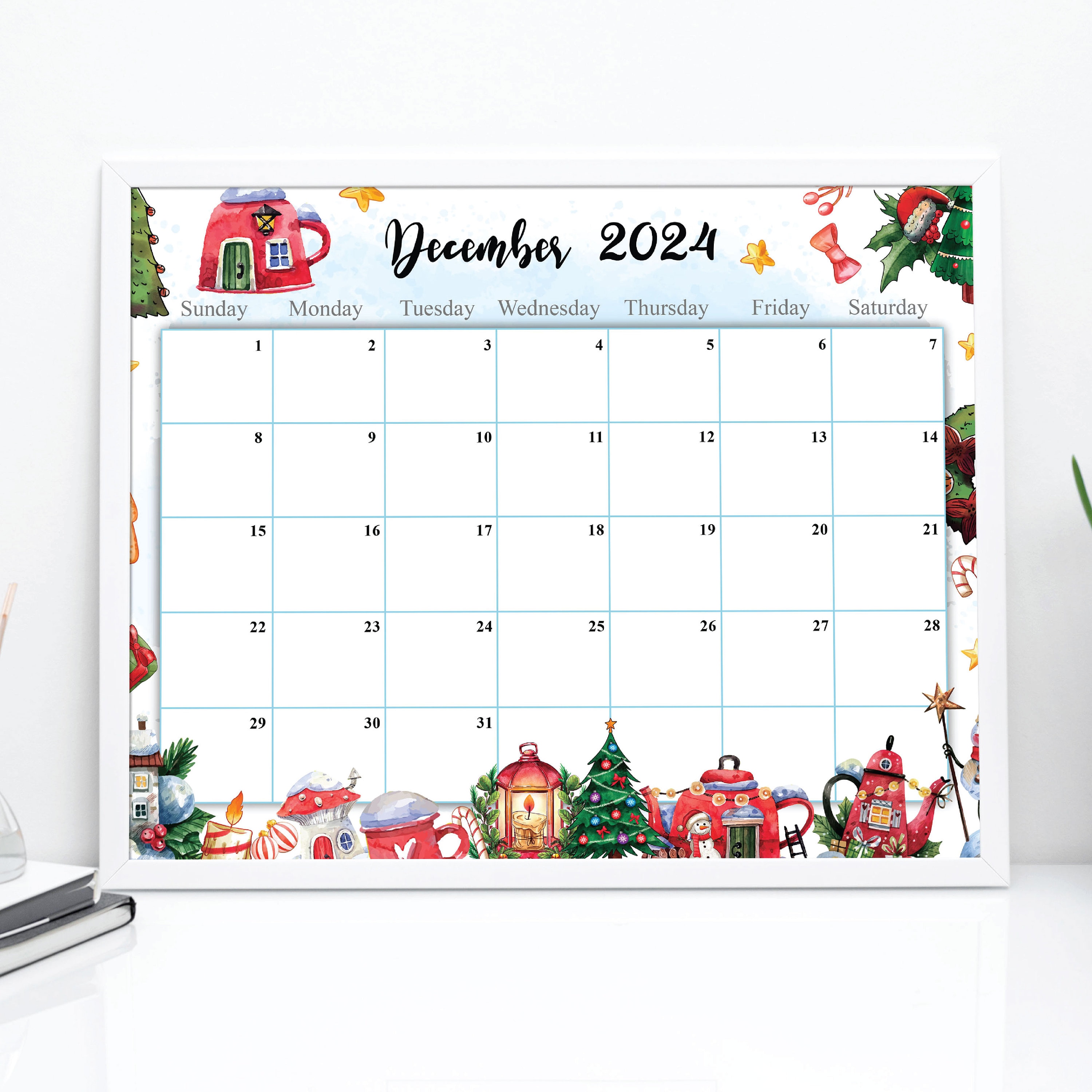 Editable December 2024 Calendar Printable Wall Calendar 2024 Fillable ...