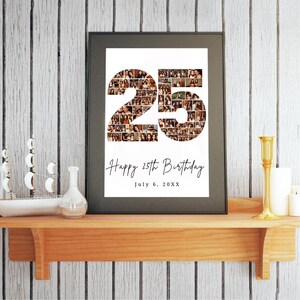 25th Birthday Number Photo Collage Personalized 25th Birthday Gift for ...