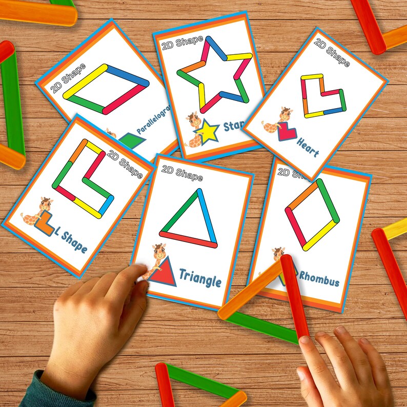 Popsicle Sticks Shapes Activity Game for Toddlers Montessori Activities ...