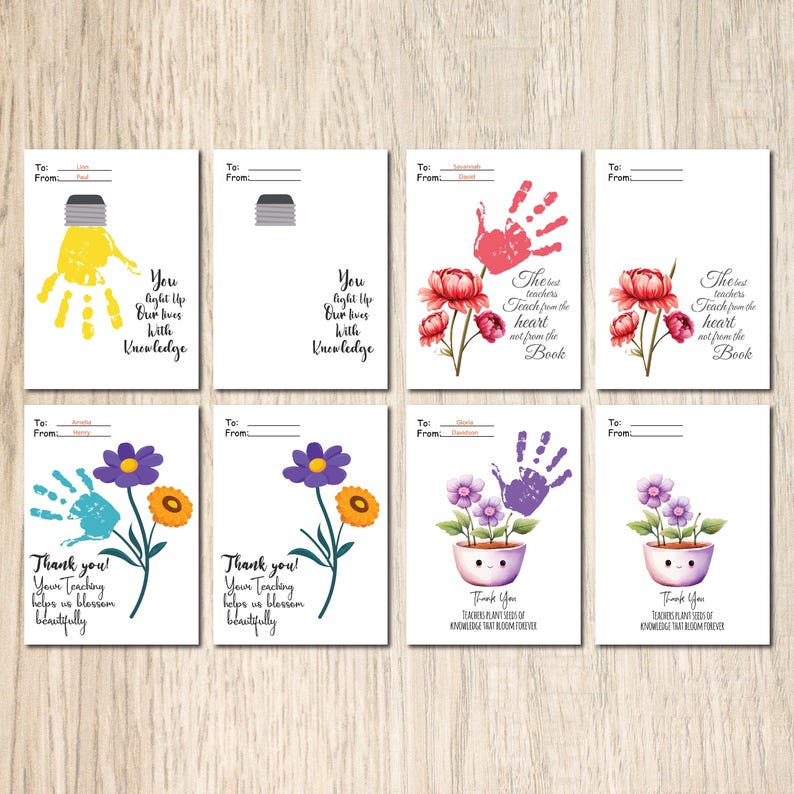 Teacher Appreciation Handprint Art: DIY Gift From Students (PDF) - Etsy