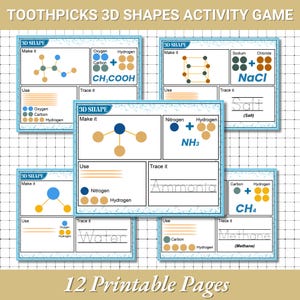 Toothpicks 3D Shapes Activity: Printable Learning Worksheet (PDF) - Etsy