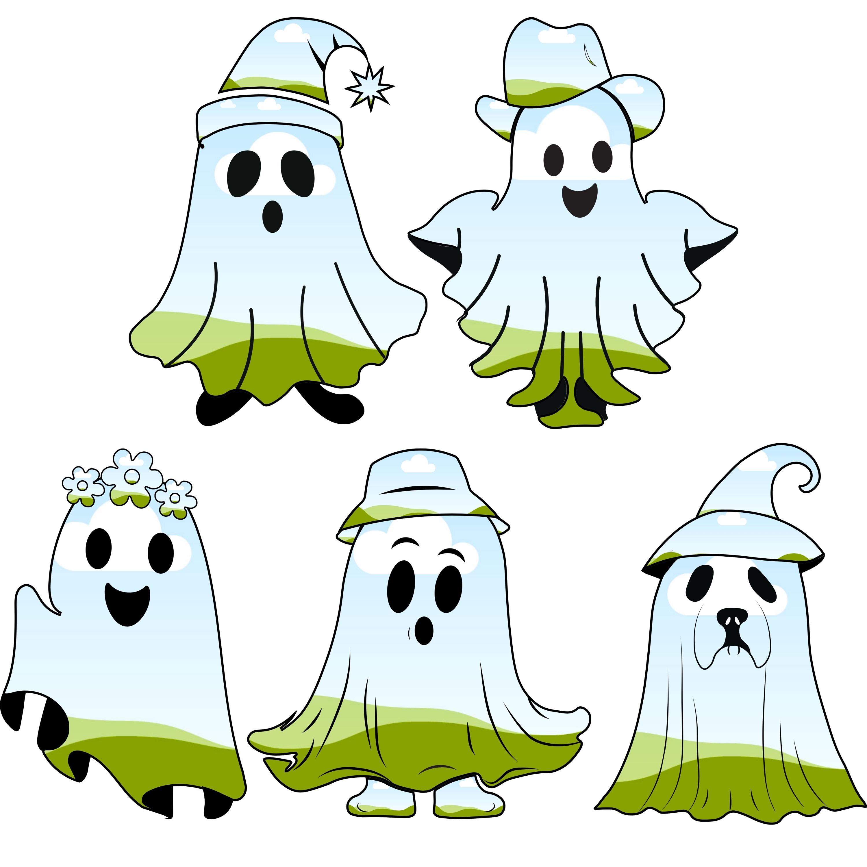 Editable Ghost Canva Frames: Spooky Halloween Clipart (digital Download ...