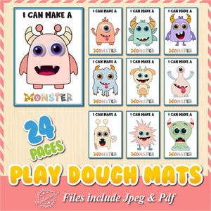 24 Monster Play Dough Mats Activity | Fine Motor Skills Activity ...