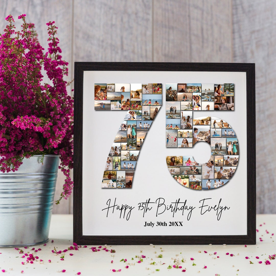 75th Birthday Photo Collage Templates Personalized 75th Birthday Gift ...