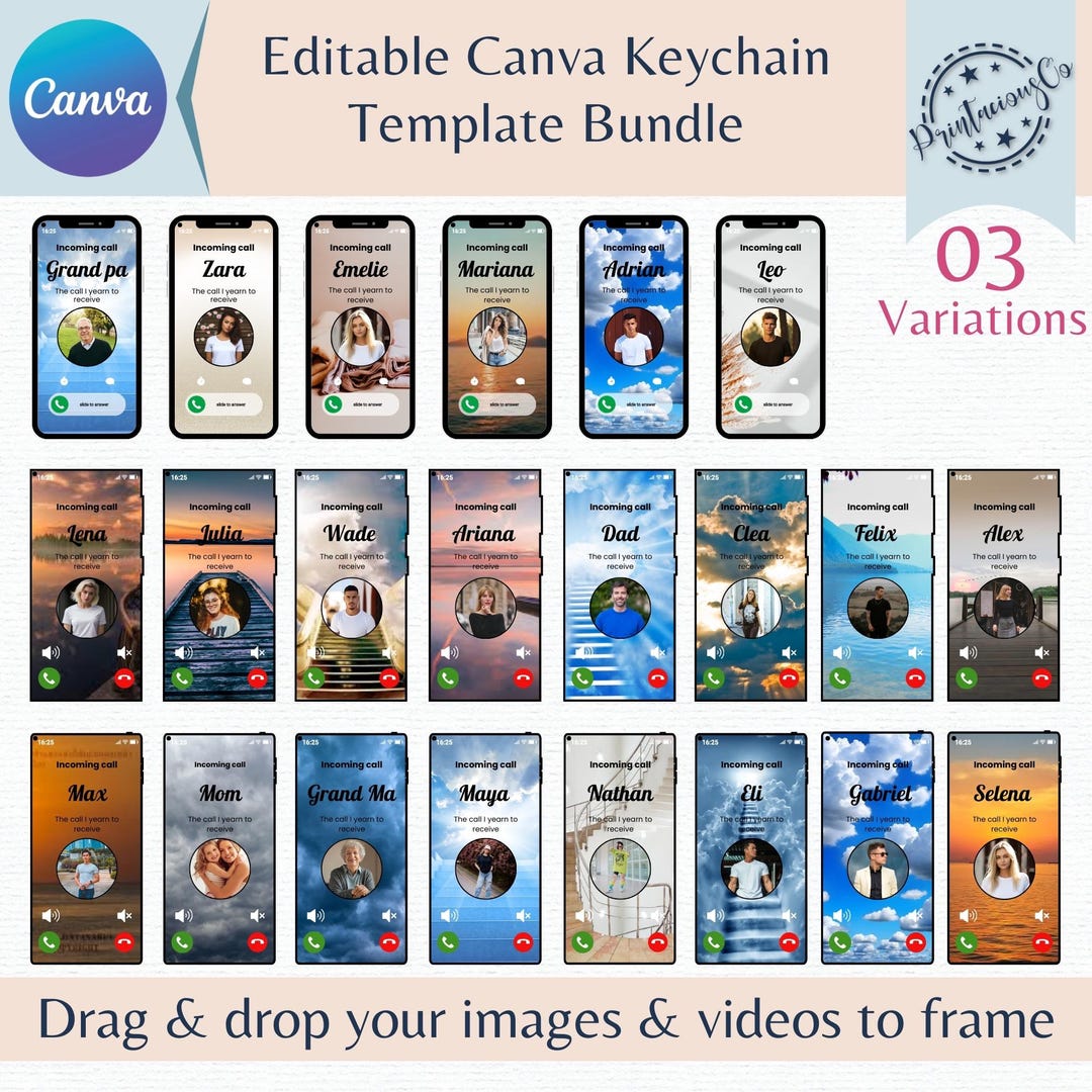 Memorial Keychain Canva Template Bundle: in Loving Memory (digital ...