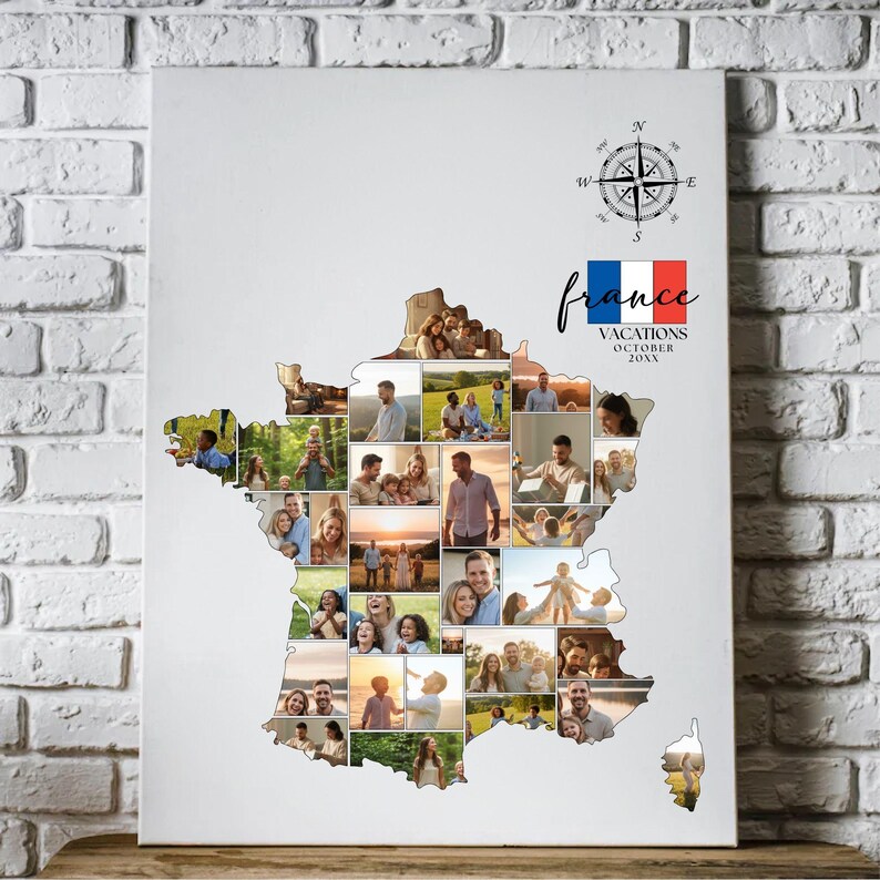 France Map Photo Collage Template | Vacation Keepsake (digital Download ...