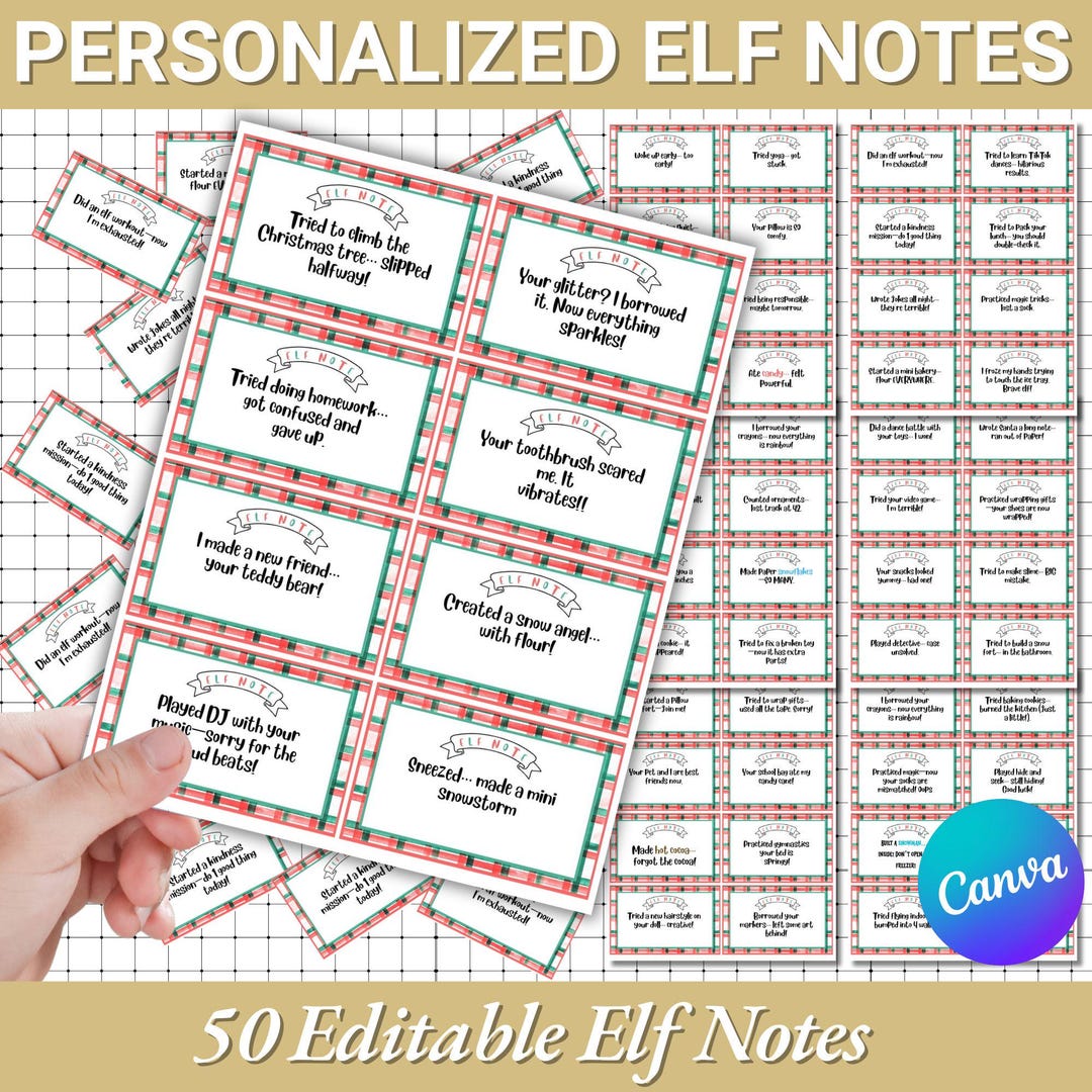 Editable Elf Message Notes | Funny Christmas Activities (canva Template ...