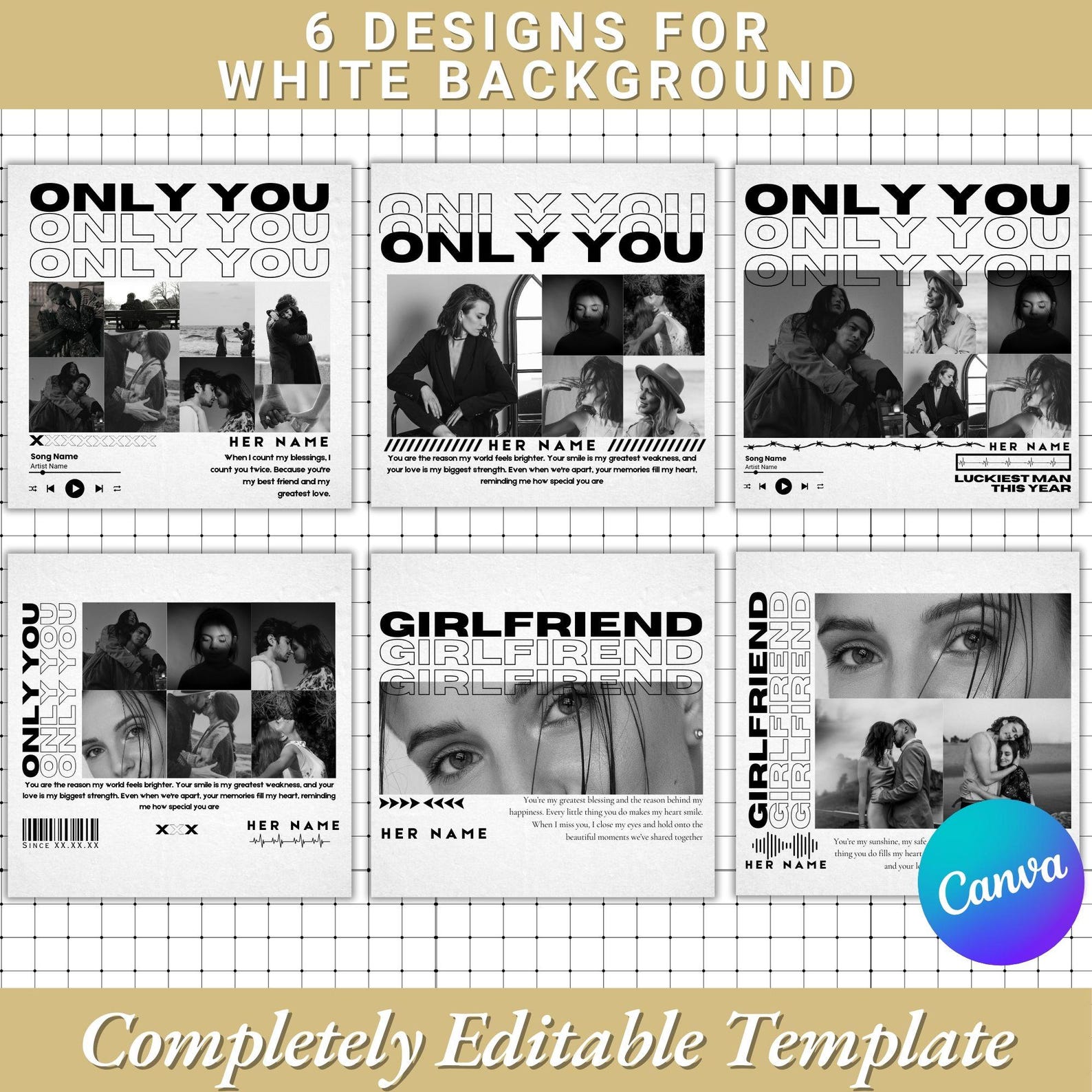Girlfriend Shirt Canva Template: Custom Valentine Photo Collage ...