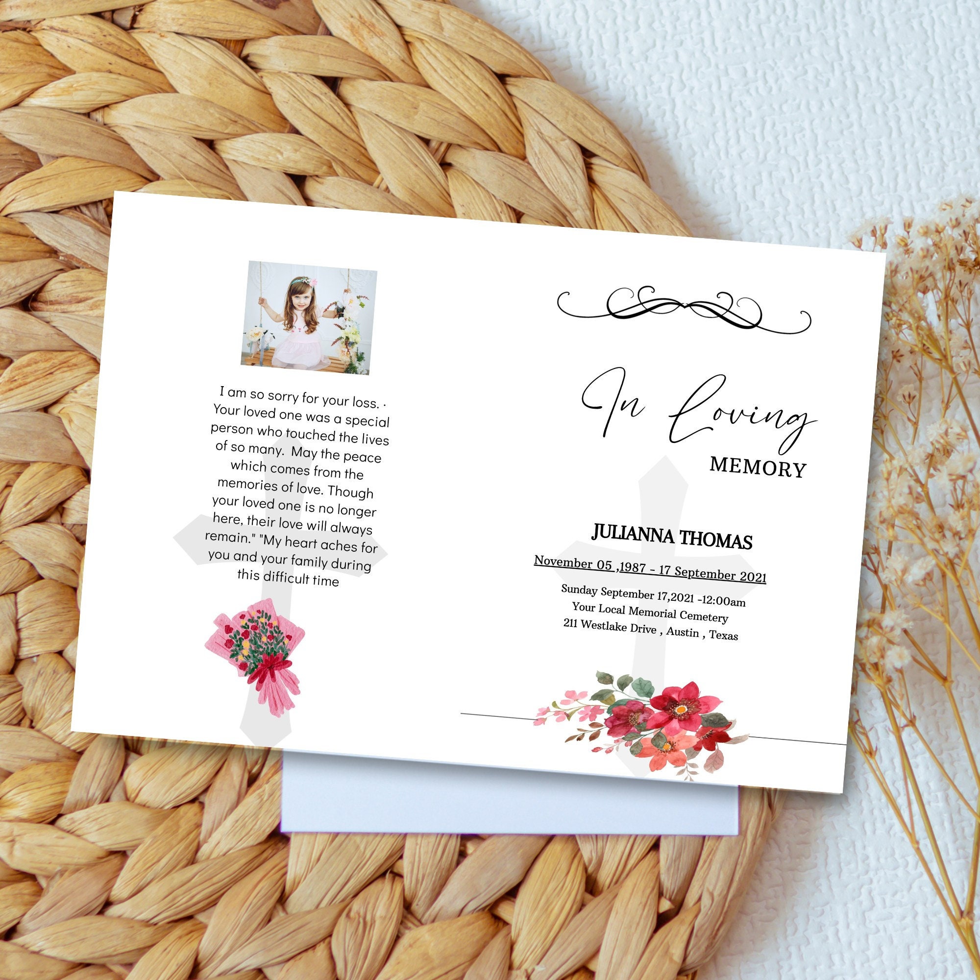 Funeral Program Template Funeral Program Template for Man Funeral ...