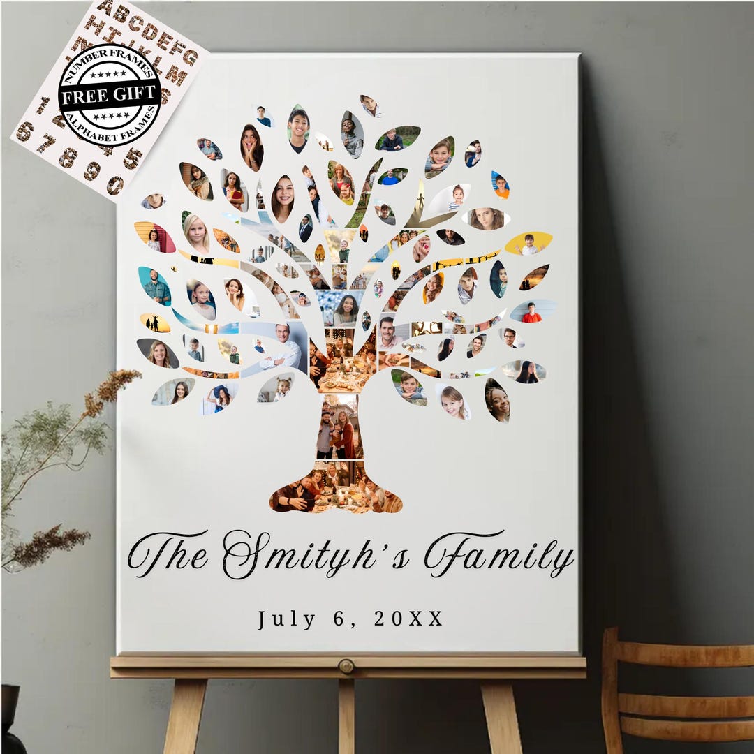 Family Tree Photo Collage Template: A3 Customizable Art (digital ...