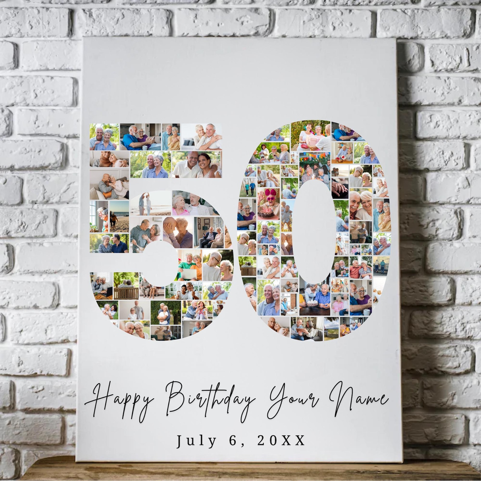 50th Birthday Photo Collage Template: Personalized Canva Gift (digital ...