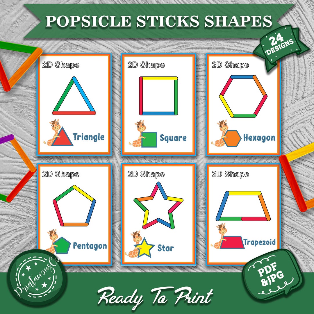 Popsicle Sticks Shapes Activity Game for Toddlers Montessori Activities ...