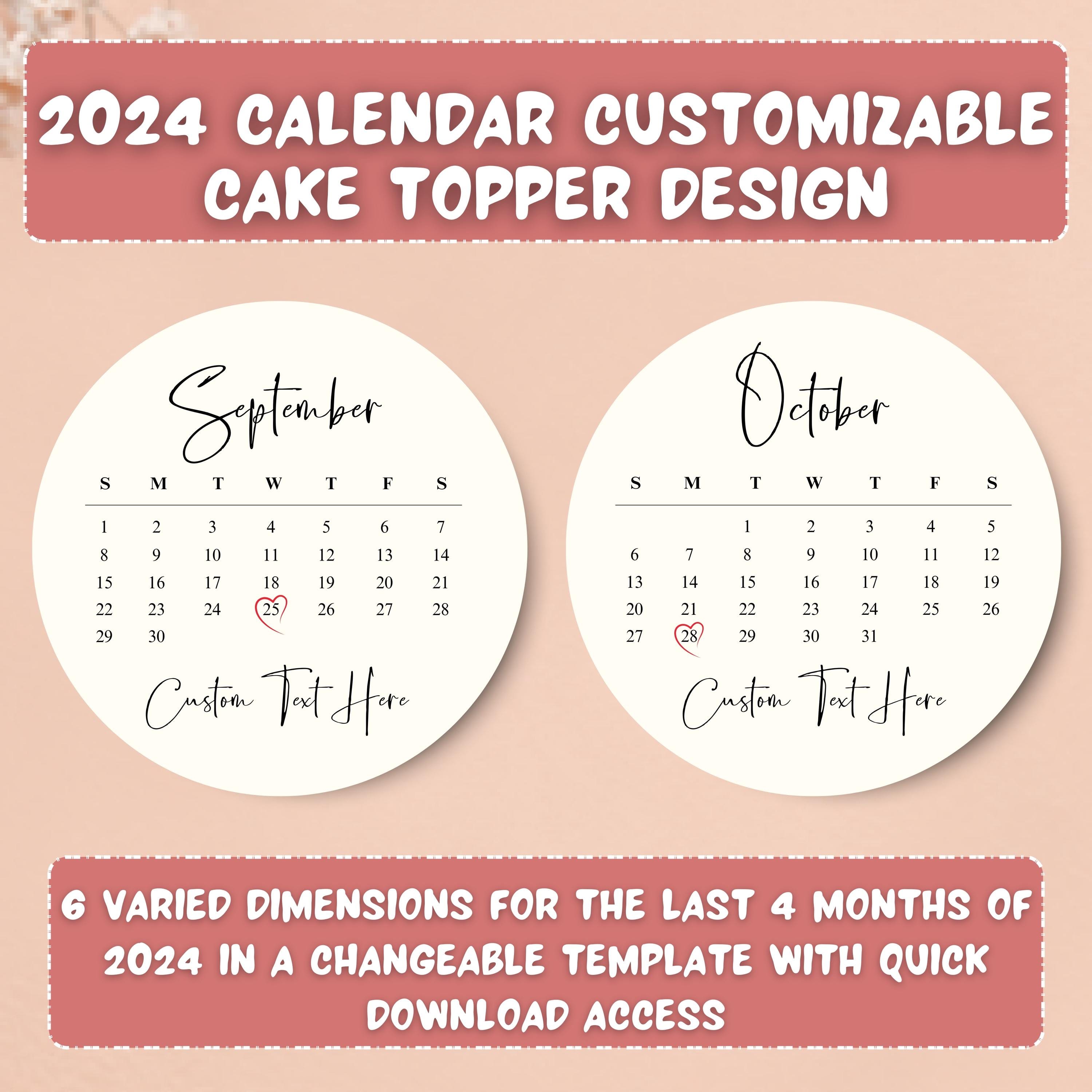 Burn Away Cake Topper Calendar Template: Editable Birthday Cake ...