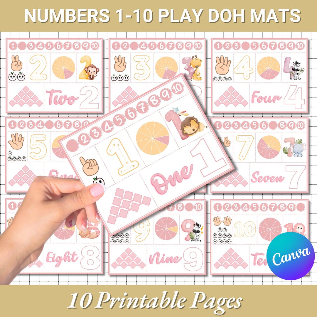 Numbers 1-10 Play Doh Mats: Fine Motor Skills Activity (PDF) - Etsy