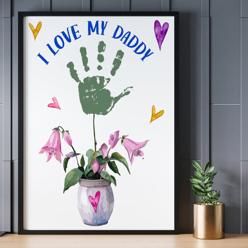 Fathers Day Handprint Garden Printable Handprint Flowers Bouquet Memory ...