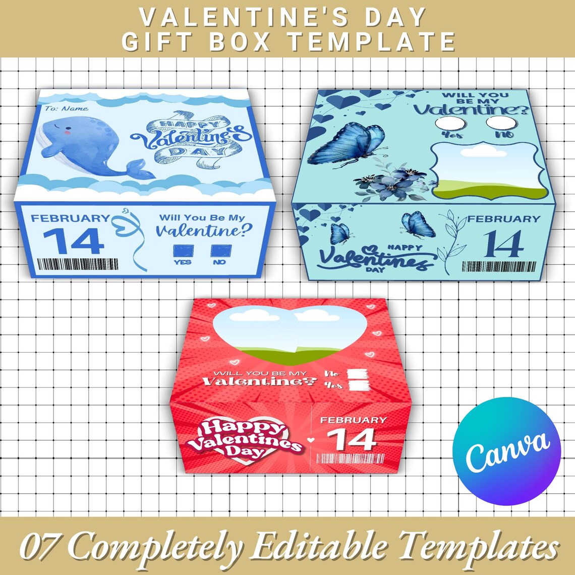 Valentine's Day Gift Box Canva Template | Editable Love Box (digital ...