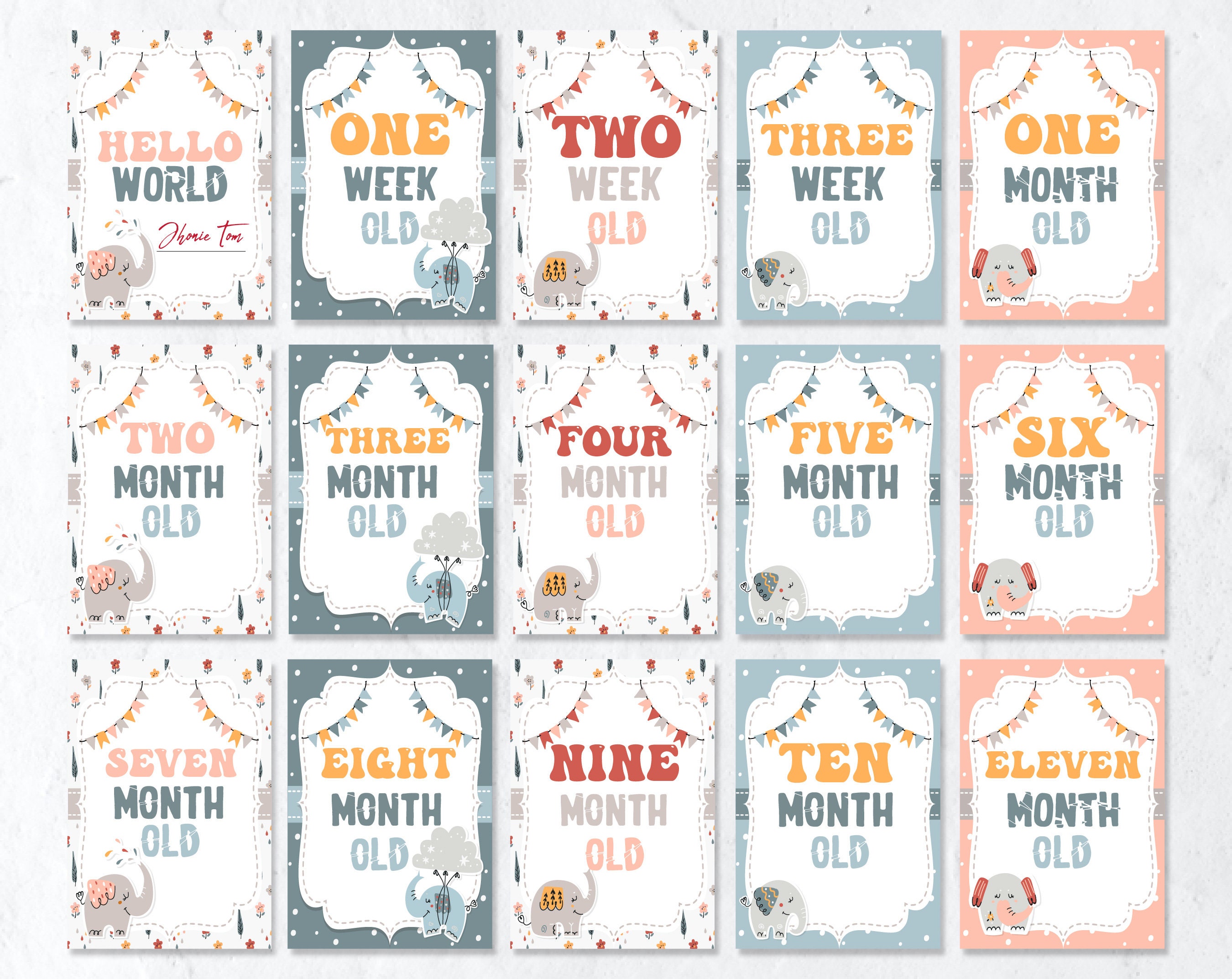 Baby Milestone Cards Monthly Milestone Milestone Cards Milestone Marker ...