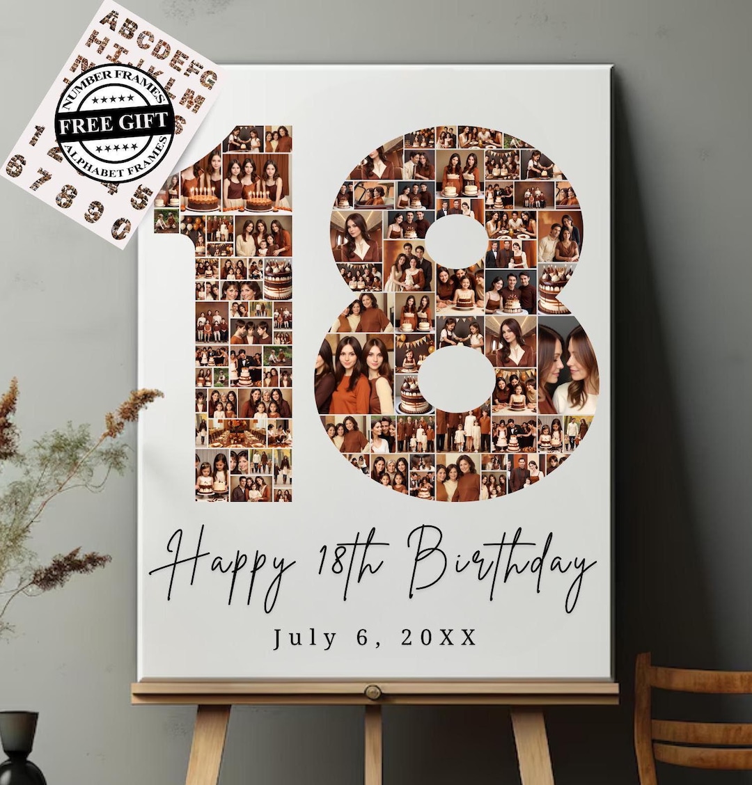 18th Birthday Photo Collage Template: Customizable Canva Frame (digital ...