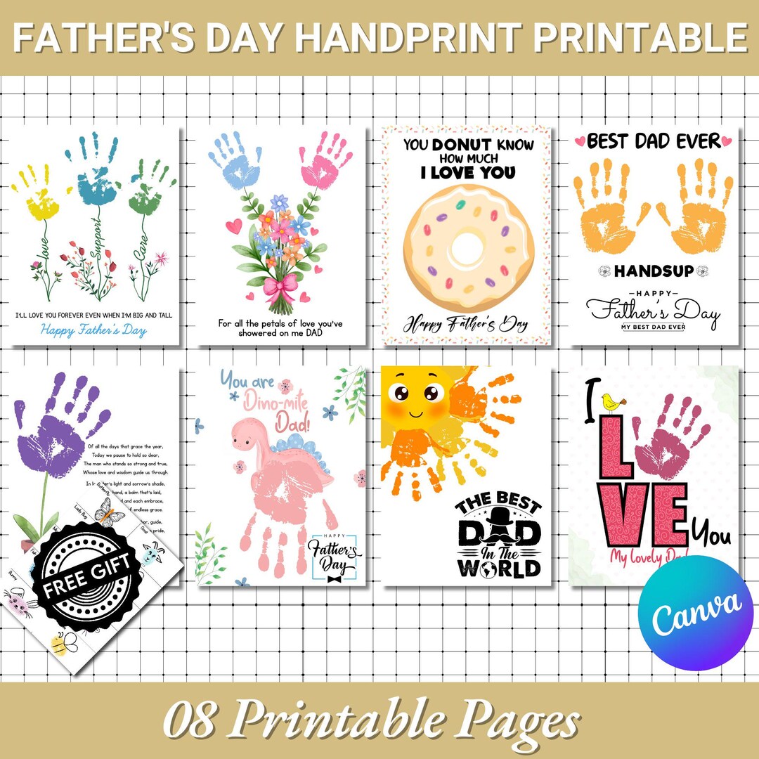 Father's Day Handprint Art Printable | Kids' Footprint Keepsake ...