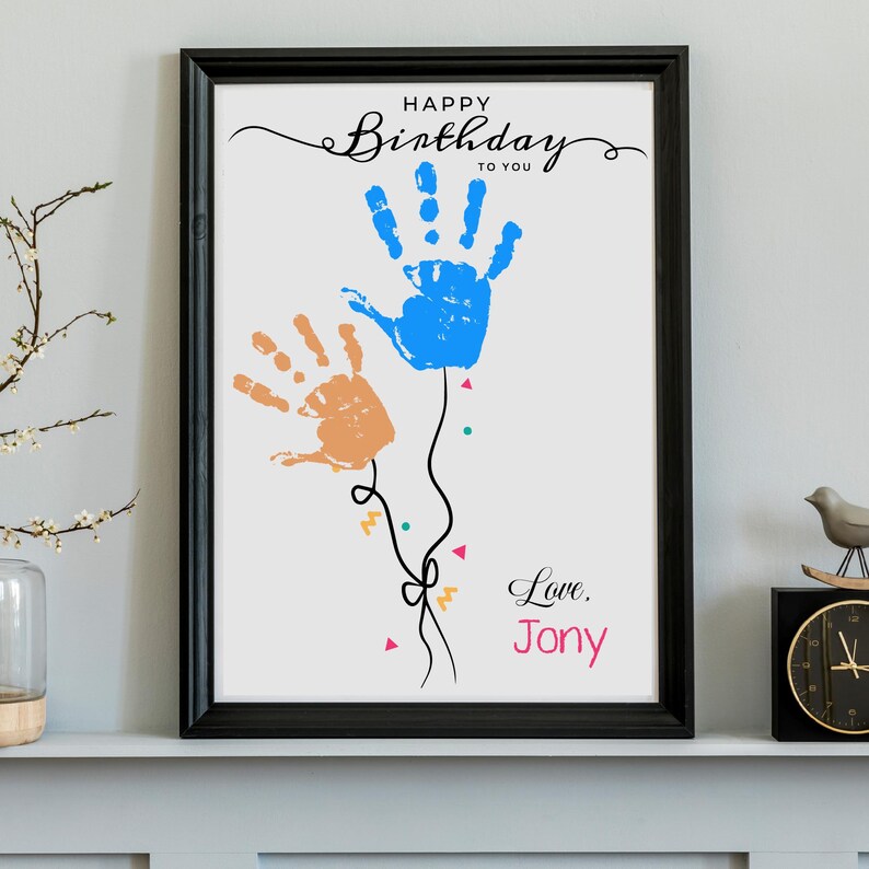 Handprint Balloons Birthday Card: Kids Keepsake Art (PDF) - Etsy