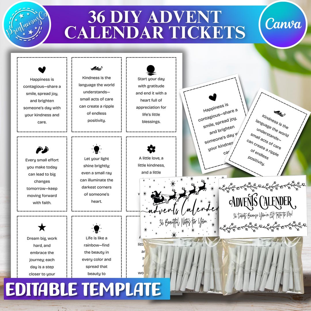 DIY Advent Calendar Ticket Template: Christmas Countdown (canva ...