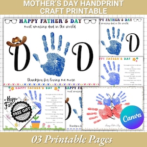 Father's Day Handprint Art: Keepsake Gift (printable Canva Template) - Etsy